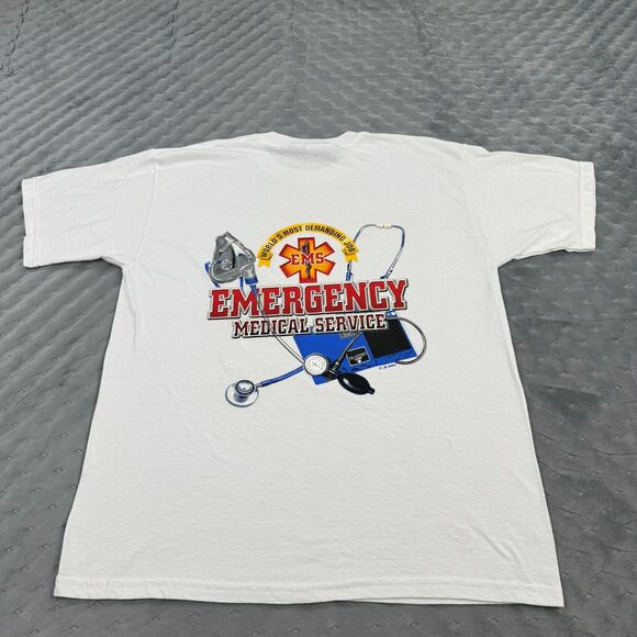 Gildan | Shirts | Vintage Ems Shirt Adult Large White Heavyweight ...